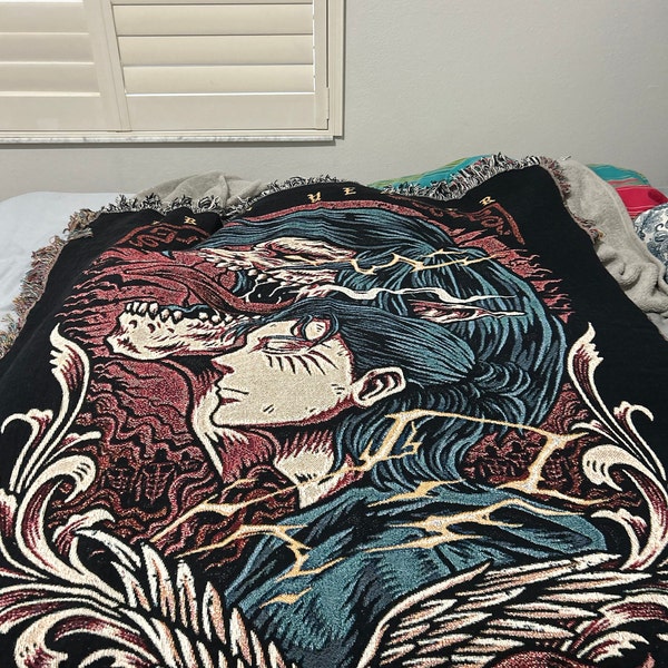 Anime Hand Woven Blanket Ghost Pokemon Tapestry Throw Gengar Poison - Etsy