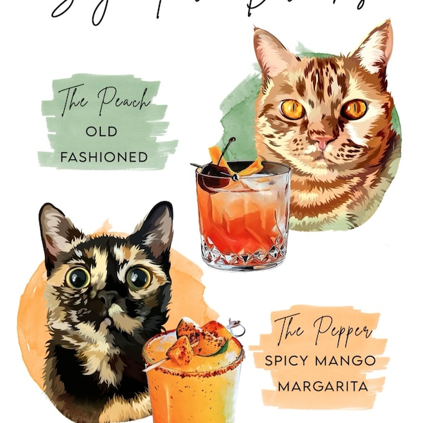Personalized Drink Menu With Cat Theme for Weddings | Whisker Sour ...