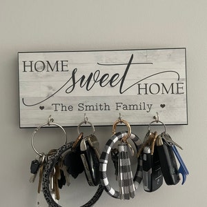 Home Sweet Home Personalized Key Ring Holder for Wall, Key Hook, Key ...