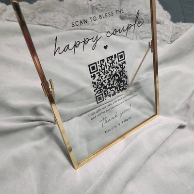 Gold Glass Scan to Bless QR Sign Scannable Acrylic Sign, Wedding ...