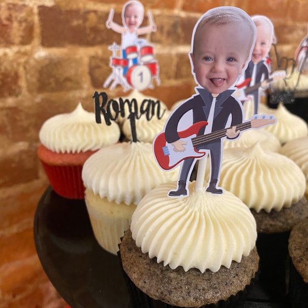Rockstar Photo Toppers, Rock'n Roll Cupcake Toppers, Rock Cupcake ...