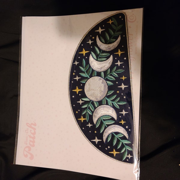 Moon Phases Large Back Patch - Iron on Embroidered Patches for Jackets ...