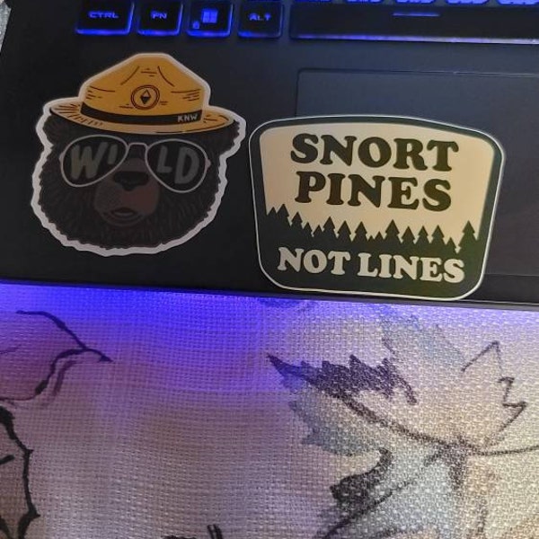 Snort Pines Not Lines, Outdoors Water Bottle Sticker, Funny Nature ...