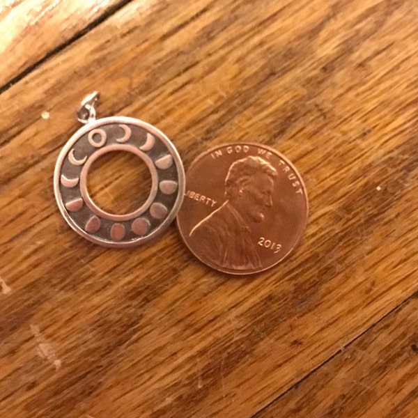 Circular Moon Phase Charm, Celestial Jewelry, Rectangular Moon Pendant ...