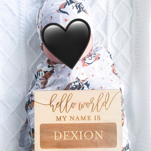 Hello My Name is Sign | Wooden Hello World My Name is Sign | Birth ...