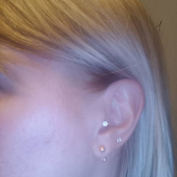 14K Solid Gold Threadless Dangle Hidden Helix Earrings/cartilage ...