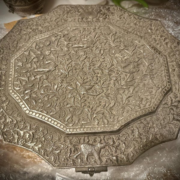 Vintage Victorian Era Brass Bird Cage, Carved Brass Pinjara ...