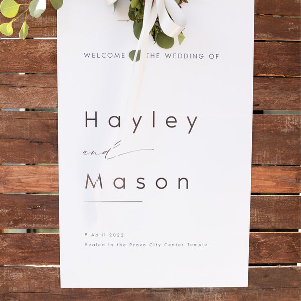 Minimalist Wedding Welcome Sign Template, Modern Welcome Wedding Sign ...