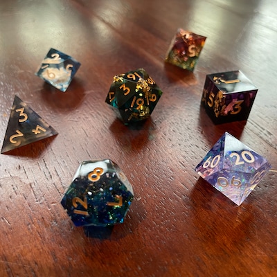 Dice Gacha Random Set Handmade Resin Sharp Edge Dnd Dice Set for Dnd, D ...