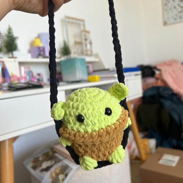 Crochet Swinging Baby Grogu | Car Mirror Accessory, Hanging Baby Grogu ...