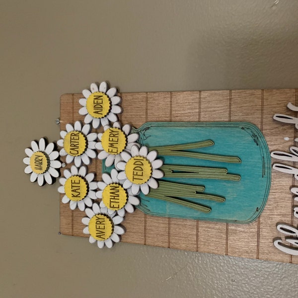 Grandkids Wood Display Sign / Family Flower Personalized Mothers Day ...