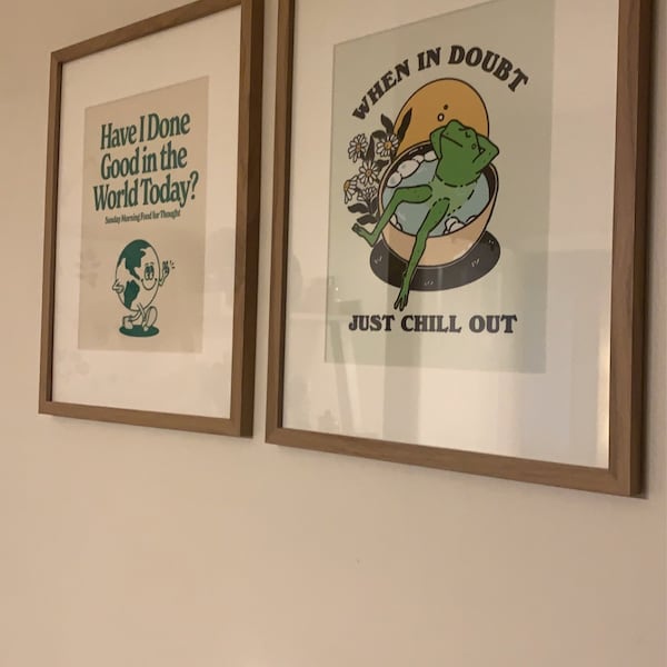 Retro Frog Wall Print, Carefree Frog, Positive Digital Download, Retro ...