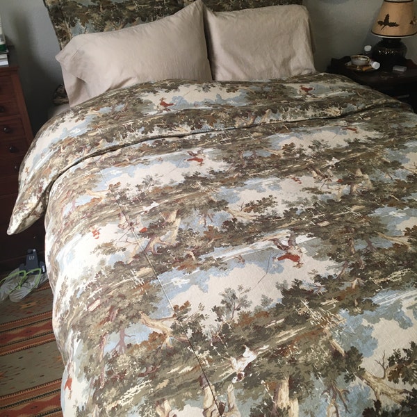 Duvet Cover in Avondale Vintage Sportsman Toile- Hunting, Fishing - Etsy