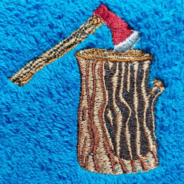Axe in Log - Machine Embroidery Design, Splitting Wood Log Embroidery ...