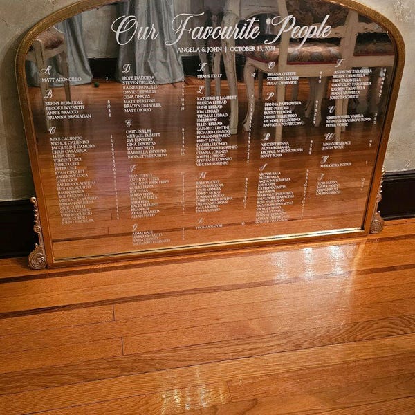 SAMPLE Wedding Mirror Seating Chart Static Cling Decal - Etsy