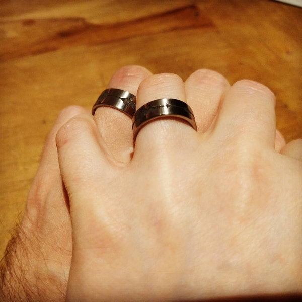 Custom Titanium Soundwave Ring - Geek Wedding Band for Him ...