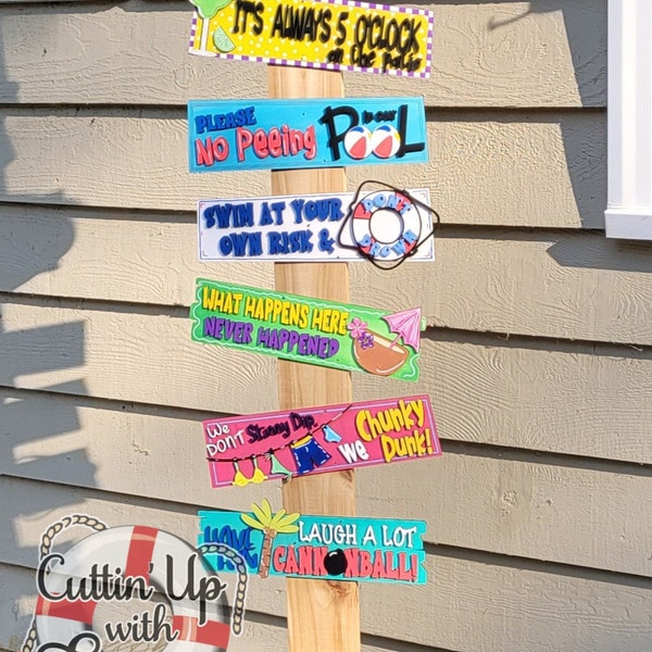 Laser SVG Cut File, Pool Rules Tiki Tower, Pool Rules, Patio Signs ...