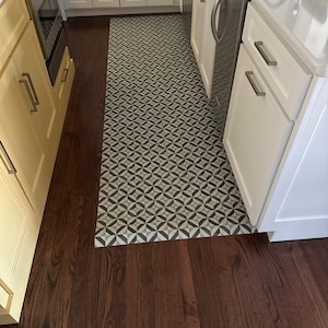 Chequered Kitchen Floor Mat in Black and White Marble Tile Design ...