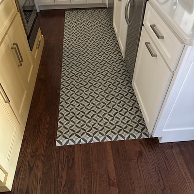 Kitchen Runner Floor Mat in Geometric Mosaic Tile Design, Decorative ...