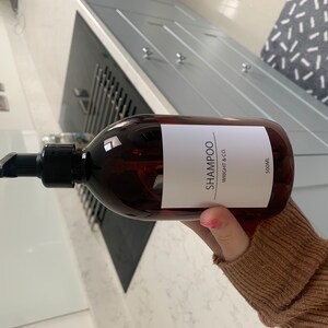 White Label Collection PLASTIC 300ml/500ml Reusable Amber Pump Bottle ...