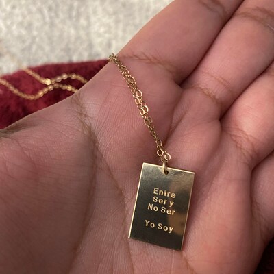 Personalized Rectangle Necklace, Personalized Rectangle Pendant, 14kt ...