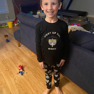 Hanukkah Unisex Pajamas// Chanukah Pjs// Menorah Pajamas// Jewish Kids ...