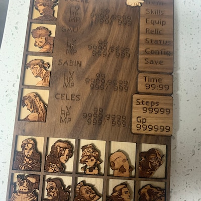 Custom Wooden Final Fantasy 6 / VI Menu Screen With Characters You Can ...