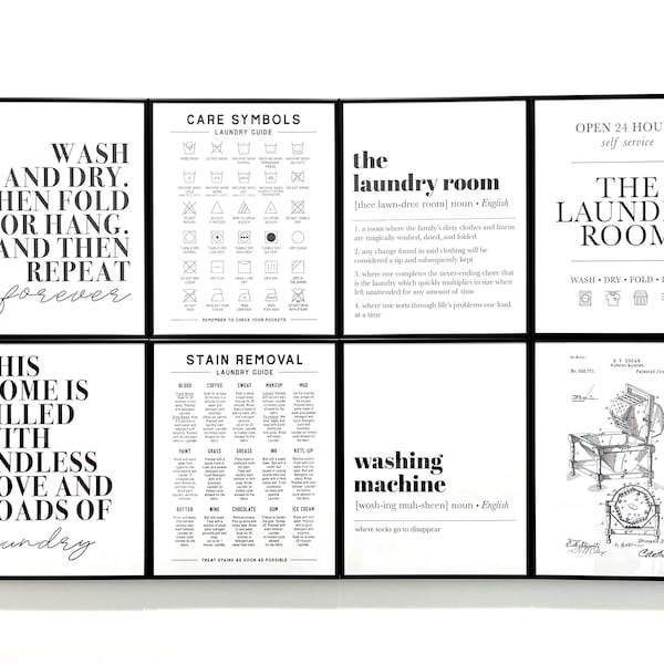 Laundry Room Signs | Set of 8 PRINTABLES | Laundry Room Art | Laundry ...
