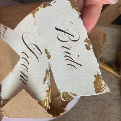 Handwritten Wedding Name Card on Handmade Paper, Calligraphy Place ...