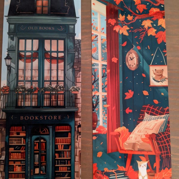 Cute Bookshop Bookmark - Cozy Reading Space Bookmark - Book Lover Gift ...
