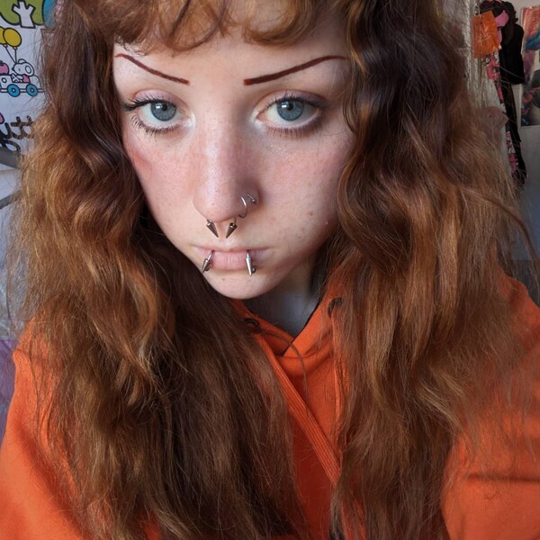 Punk Rivet Stud Lip Piercings, Rivet Tongue Ring, Devil Tooth Lip ...