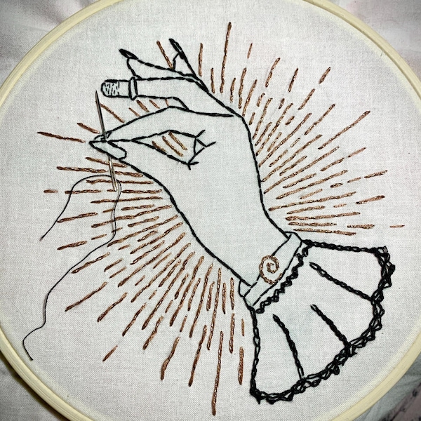 Victorian Sewing Hand Embroidery Pattern - Gothic Tattoo Style Needle ...