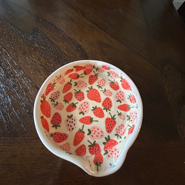 Strawberry Spoon Rest, Coffee Bar Rest, Ceramic Utensil Holder ...