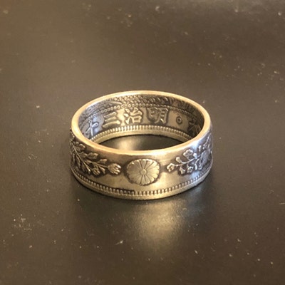 Japanese Silver Coin Ring Silver 50 Sen Coin Japan 50 Sen Silver Coin ...