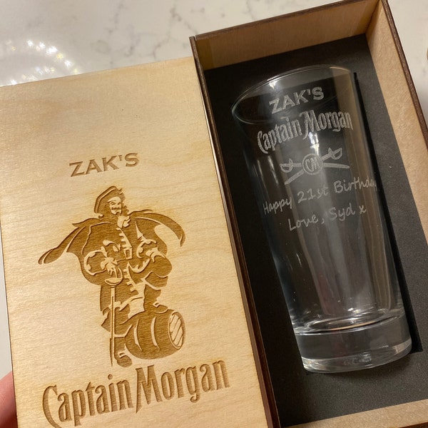 Personalised Captain Morgan Rum Glass, Gift Box Personalised Glass ...