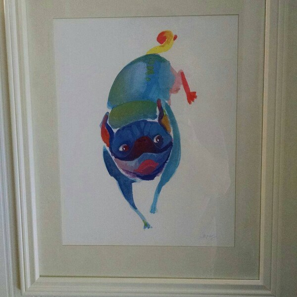 Blue Diver Pug Art Print - Colorful Print of Our Gouache Impressionist ...