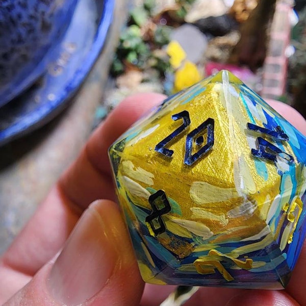 Hand Painted Van Gogh Polyhedral Dice for D&D and TTRPG - Etsy