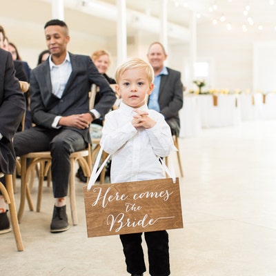 Here Comes the Bride Sign, Wedding Signs, Ringbearer Sign, Wedding Sign ...