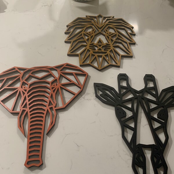 Safari Wall Decor, Geometric Animals Wall Art, Nursery Wall Decor, Kids ...