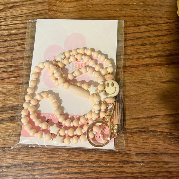 Happy + Stars Teacher Lanyard, Teacher Gift, Badge Necklace, Fun ...