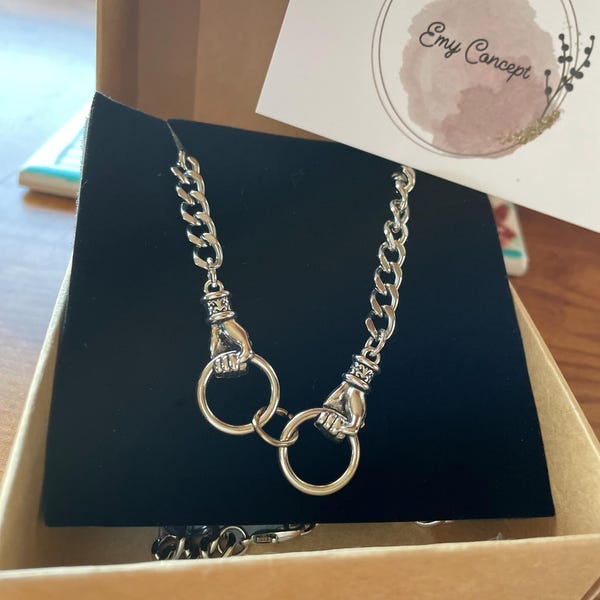 Silver Open Ended Hand Necklace, Hold on to Hope Necklace, Grasping ...