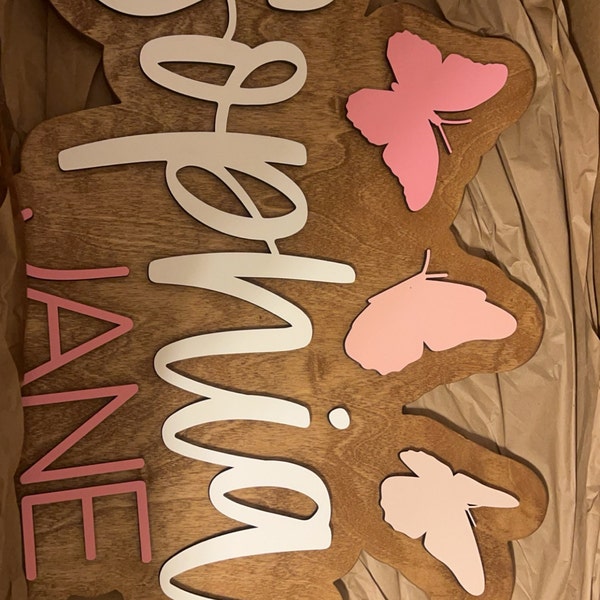 Butterfly Name Sign, Nursery Name Sign, Butterfly Nursery Decor, Name ...