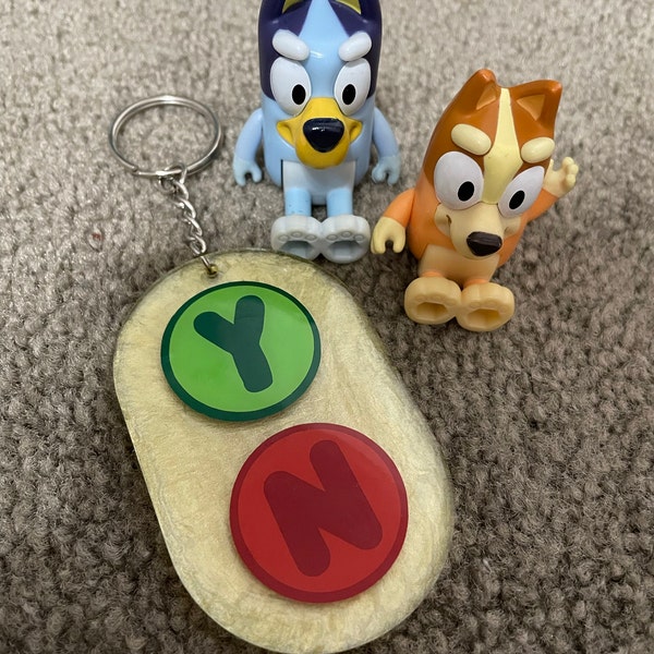 Bluey Inspired Yes/no Button Acrylic Keychain - Etsy