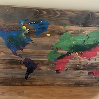 Industrial 1.0 Rustic Wood Map | World Map on Wood | Wood Map | Travel ...