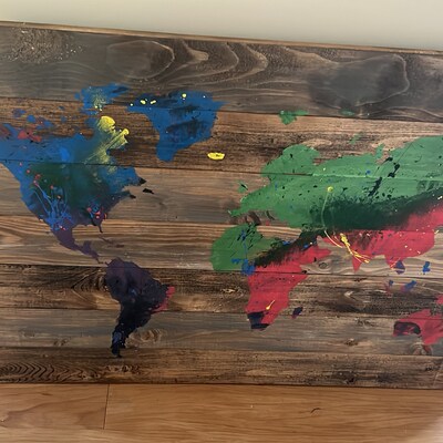 Industrial 2.0 Rustic Wood Map World Map on Wood Wood Map - Etsy