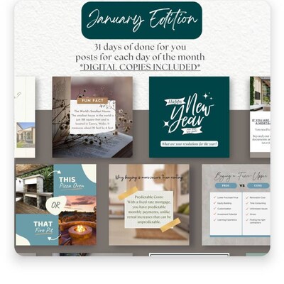 January Realtor Social Media Content Collection 31 Days of Engaging ...