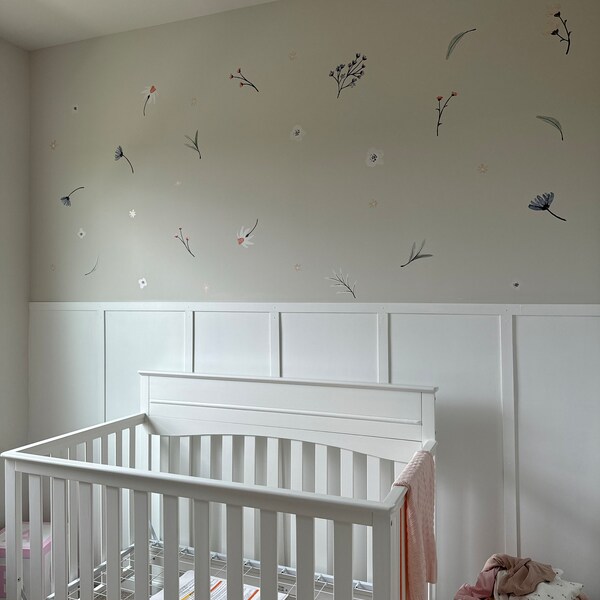 Watercolor Flower Greenery Wall Decals Nature Sticker Boho Nursery ...