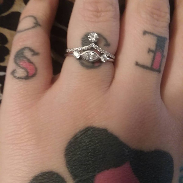 Womens Silver Wedding Rings Set, Dainty Wedding Rings Set, Small Rings ...