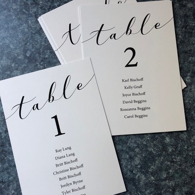 Table Seating Cards - Etsy