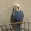Blue White Budgie Stuffed Animal Realistic Parakeet Plush Crochet ...